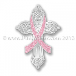 Pink Ribbon Cross pin