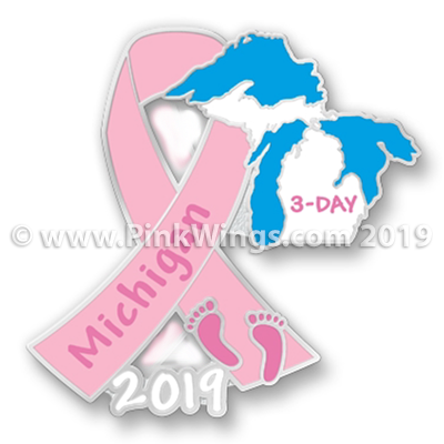 Michigan 3-Day Pink Ribbon Pin